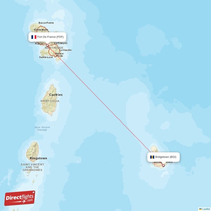 Direct flights from Fort De France to Bridgetown, FDF to BGI non-stop ...