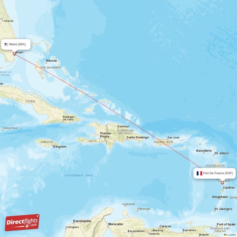 Direct flights from Fort De France to Miami (FDF-MIA) - Directflights.com