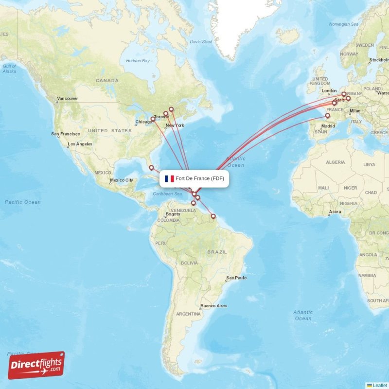 Direct flights from Fort De France - 15 destinations - FDF, Martinique ...