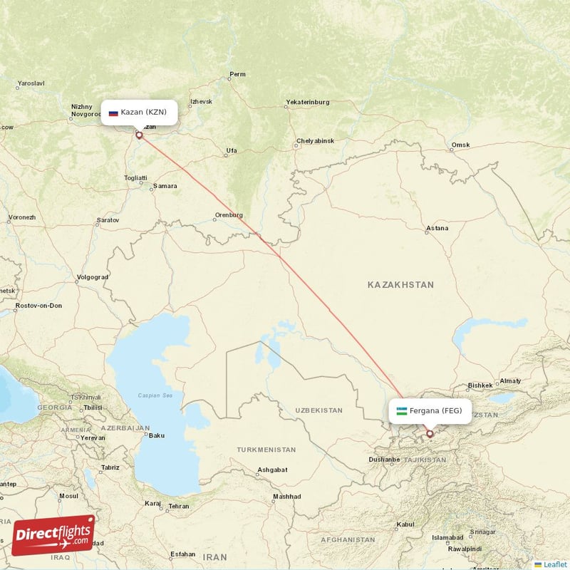 Direct flights from Fergana to Kazan, FEG to KZN non-stop - Directflights.com