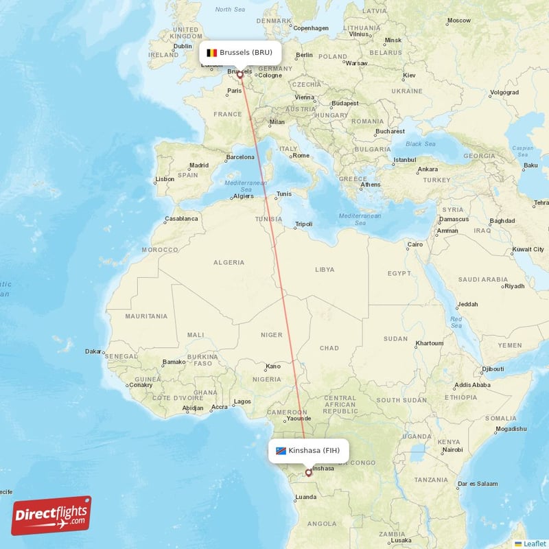 Direct flights from Kinshasa to Brussels, FIH to BRU non-stop - Directflights.com