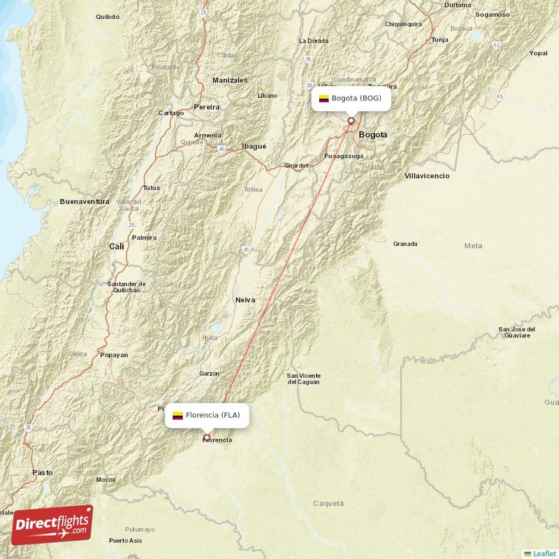 Direct flights from Florencia to Bogota, FLA to BOG non-stop - Directflights.com