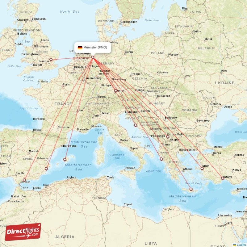 Direct flights from Muenster - 10 destinations - FMO, Germany ...