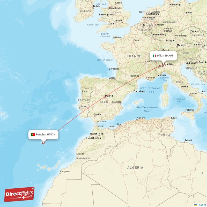 Direct flights from Funchal to Milan, FNC to MXP non-stop - Directflights.com