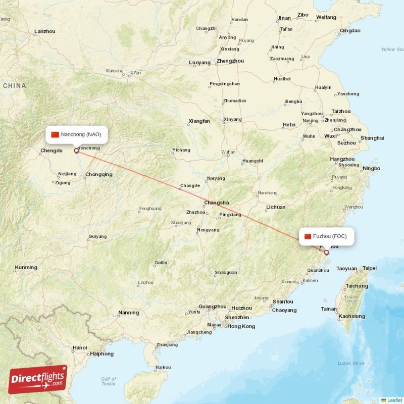 Direct flights from Fuzhou to Nanchong, FOC to NAO non-stop ...