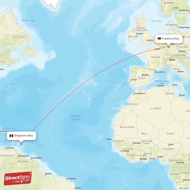 Direct flights from Frankfurt to Bridgetown, FRA to BGI non-stop ...