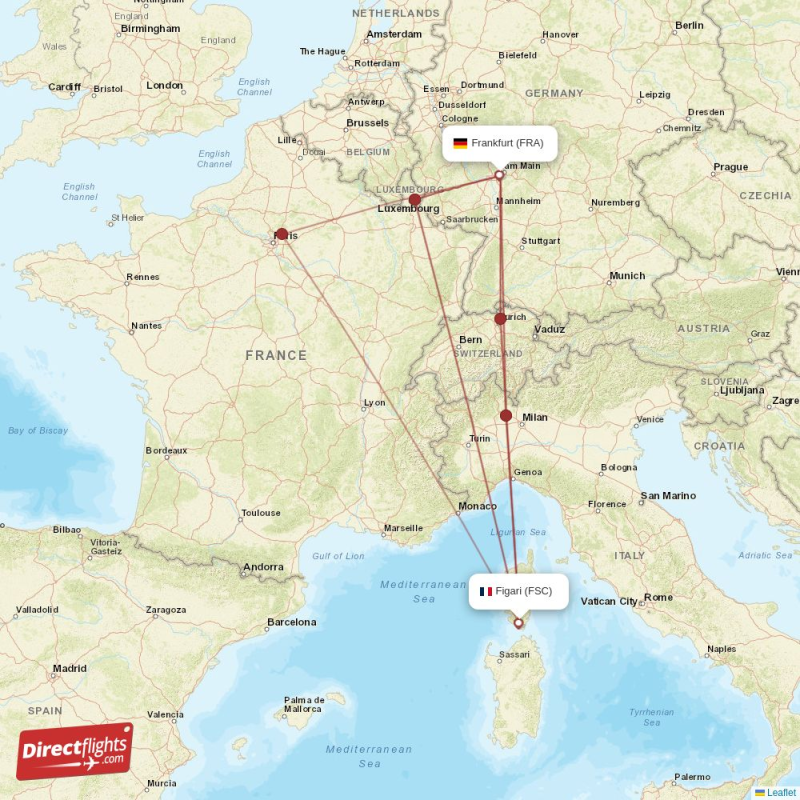Direct flights from Frankfurt to Figari (FRA-FSC) - Directflights.com