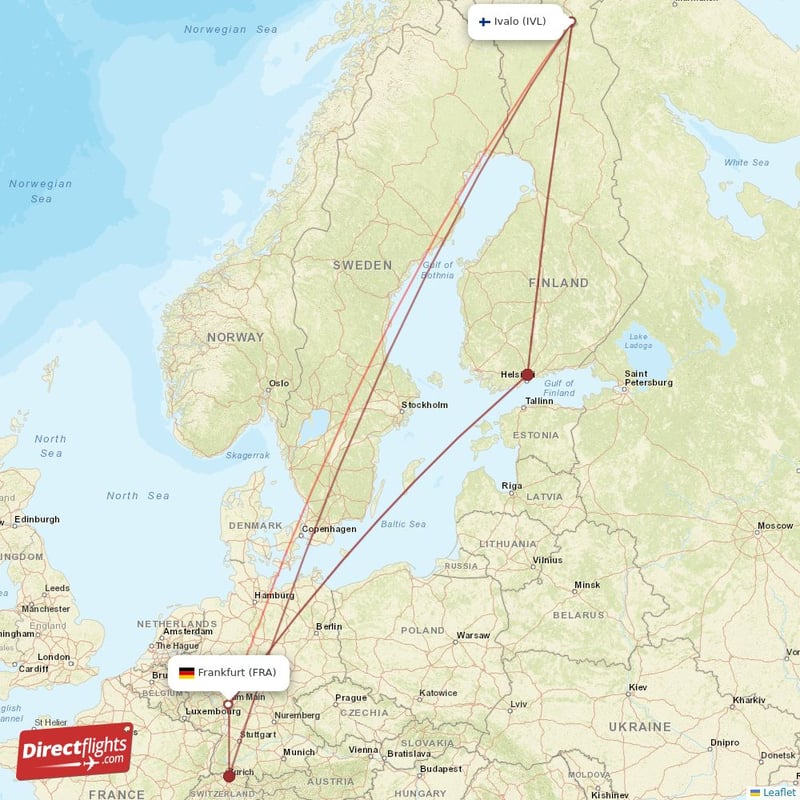 Direct flights from Frankfurt to Ivalo, FRA to IVL non-stop - Directflights.com