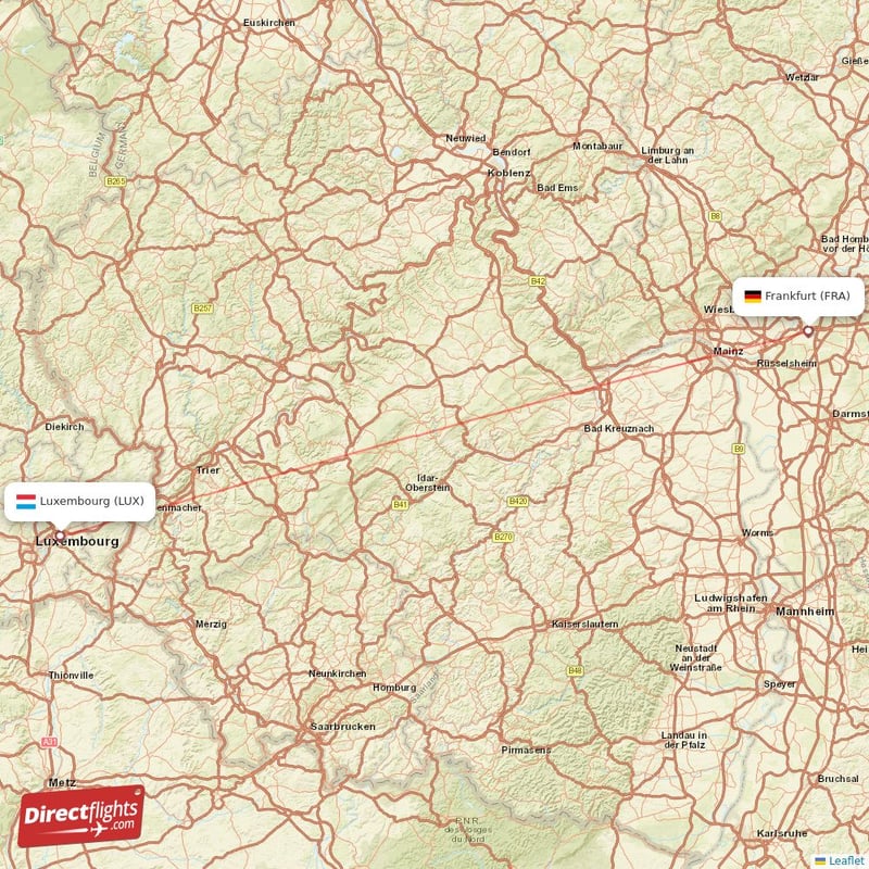 Direct flights from Frankfurt to Luxembourg, FRA to LUX non-stop ...