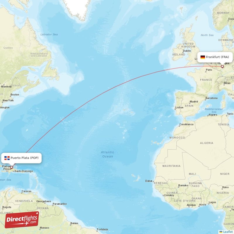 Direct flights from Frankfurt to Puerto Plata, FRA to POP non-stop - Directflights.com