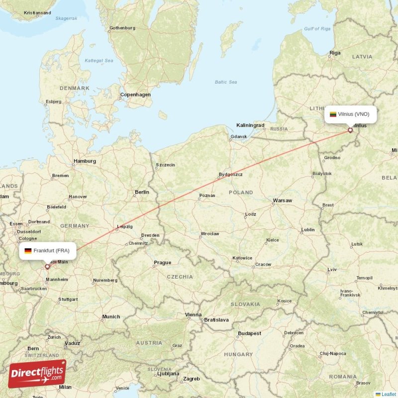 Direct flights from Frankfurt to Vilnius (FRA-VNO) - Directflights.com