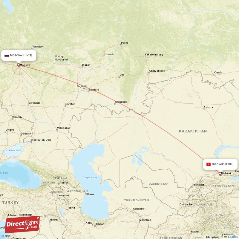 Direct flights from Bishkek to Moscow, FRU to SVO non-stop - Directflights.com