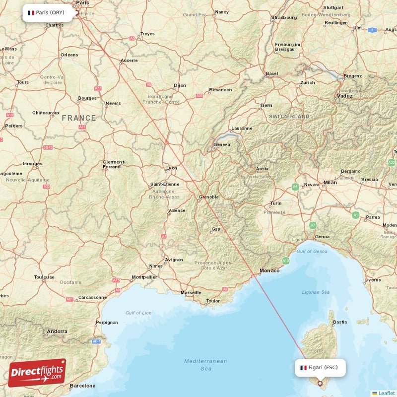 Direct flights from Figari to Paris, FSC to ORY non-stop - Directflights.com