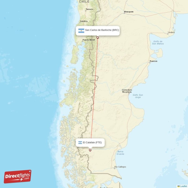 Direct flights from El Calafate to San Carlos de Bariloche, FTE to BRC ...