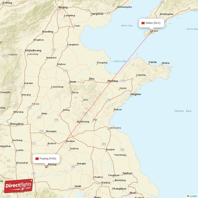 Direct flights from Fuyang to Dalian, FUG to DLC non-stop ...