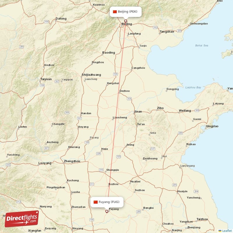 Direct flights from Fuyang to Beijing, FUG to PEK non-stop ...