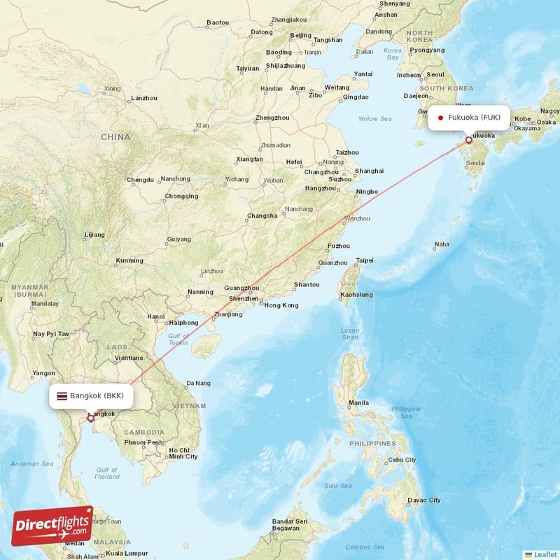 Direct flights from Fukuoka to Bangkok, FUK to BKK non-stop - Directflights.com