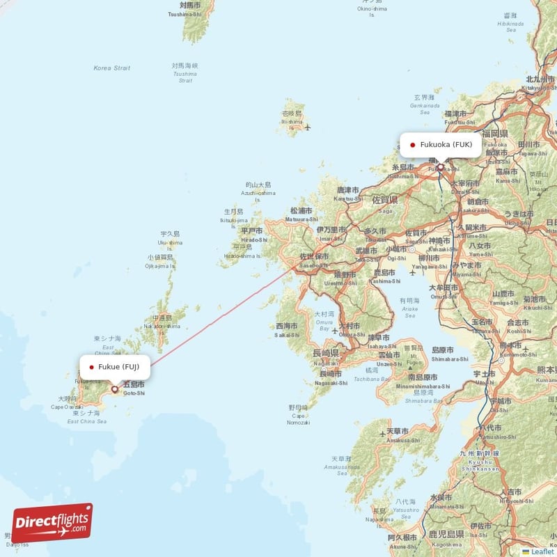 Direct flights from Fukuoka to Fukue, FUK to FUJ non-stop - Directflights.com
