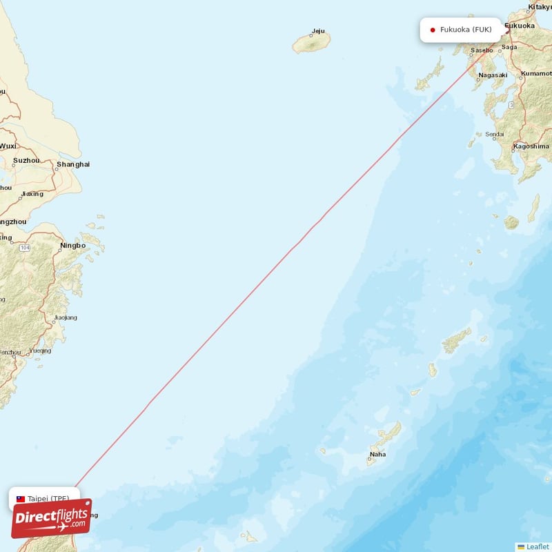 Direct flights from Fukuoka to Taipei, FUK to TPE non-stop - Directflights.com
