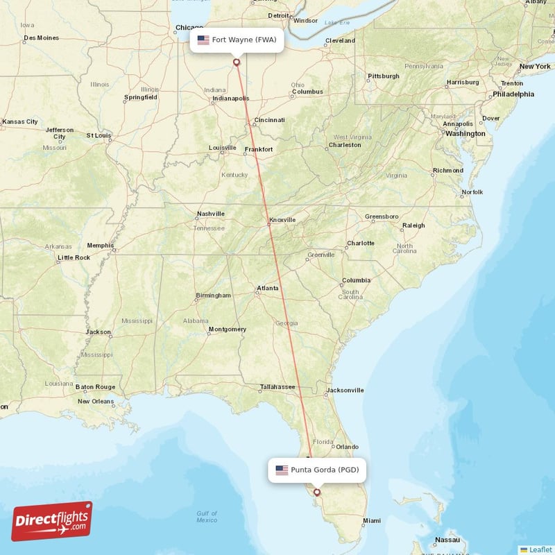 Direct flights from Fort Wayne to Punta Gorda, FWA to PGD non-stop - Directflights.com