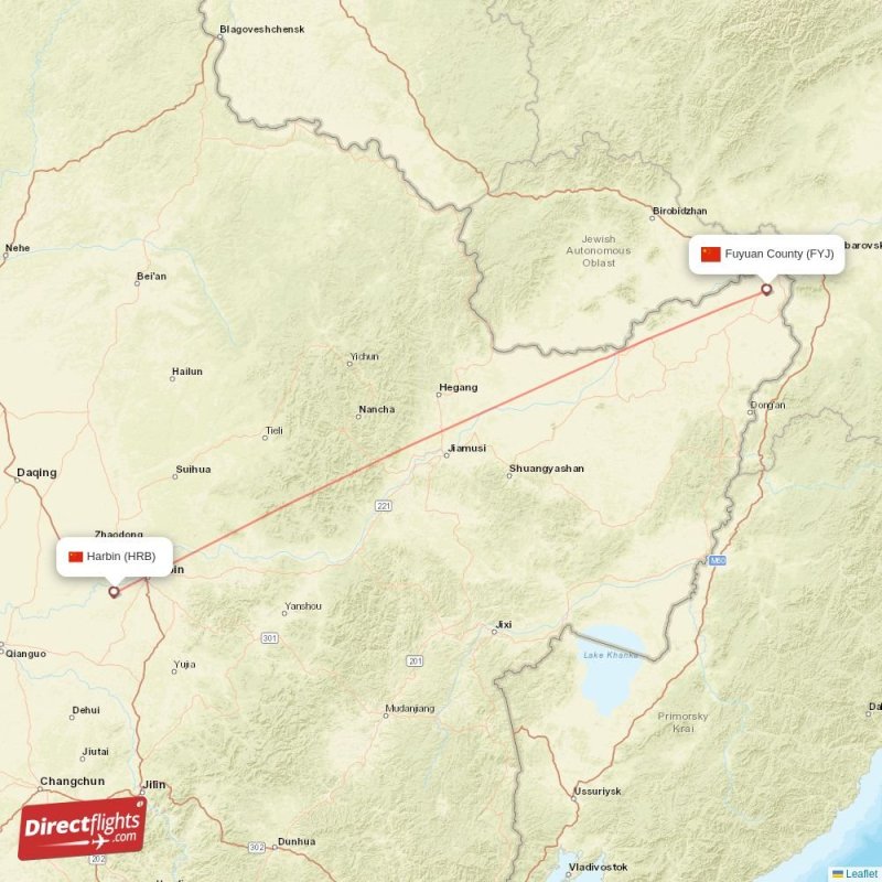 Direct flights from Fuyuan County to Harbin (FYJ-HRB) - Directflights.com