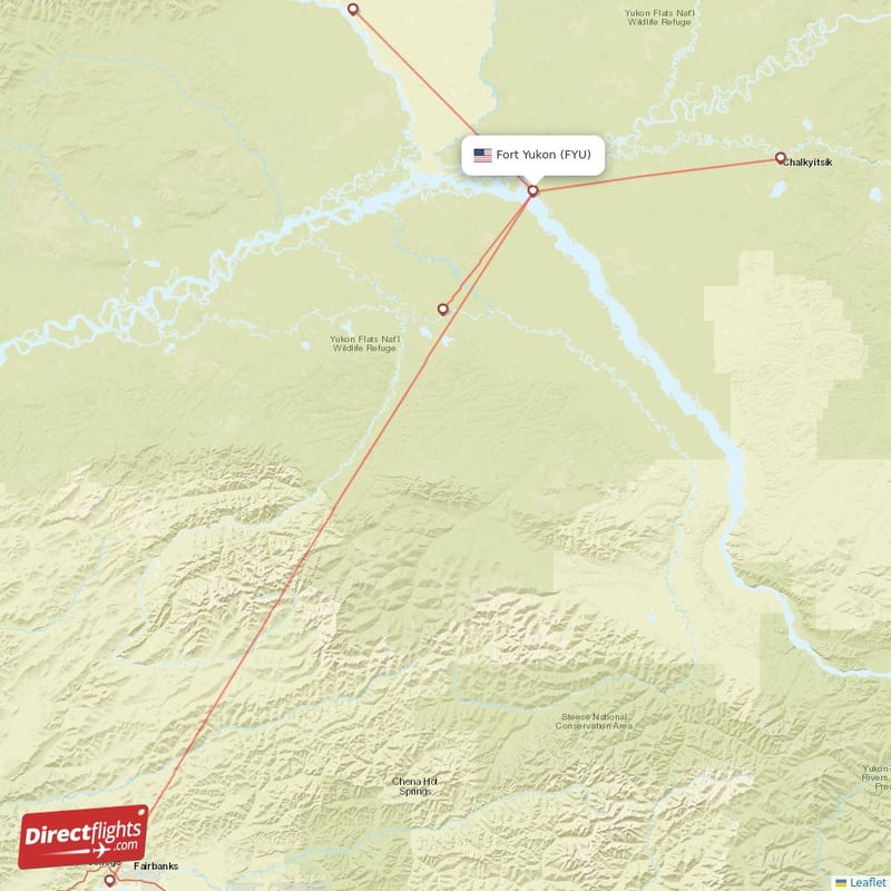 Direct flights from Fort Yukon - 4 destinations - FYU, USA ...