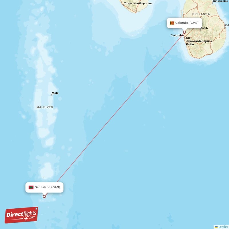 Direct flights from Gan Island to Colombo, GAN to CMB non-stop ...