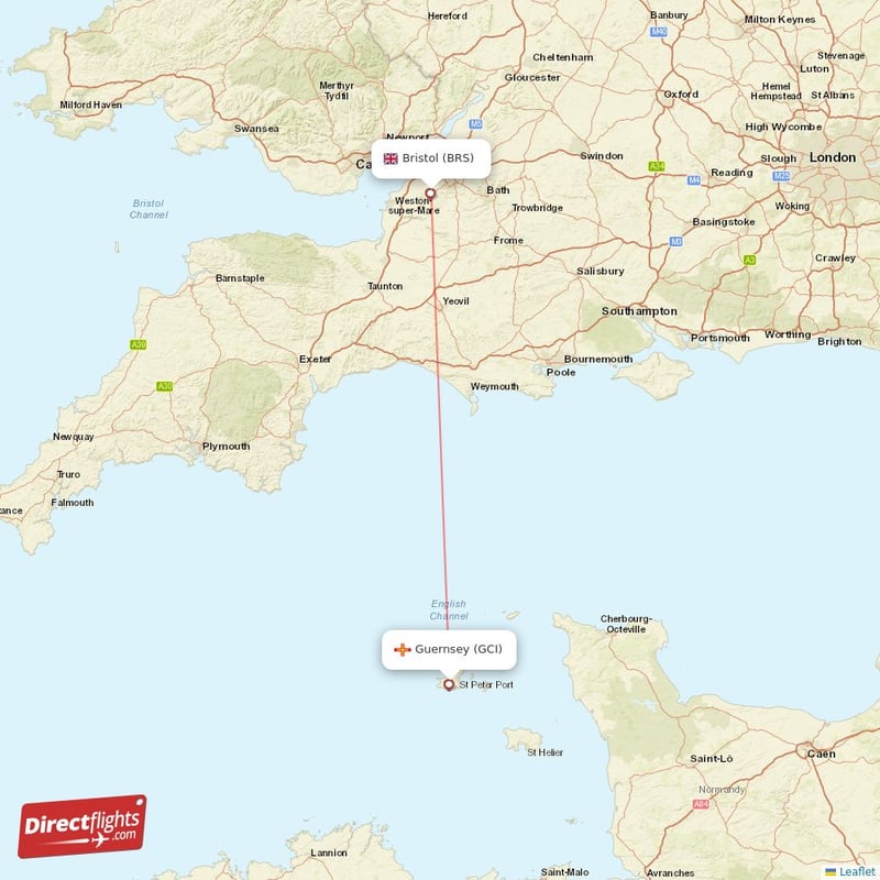 Direct flights from Guernsey to Bristol, GCI to BRS non-stop - Directflights.com