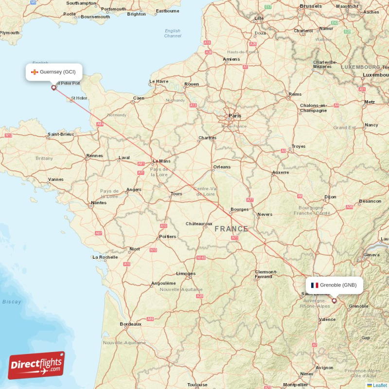 Direct flights from Guernsey to Grenoble (GCI-GNB) - Directflights.com