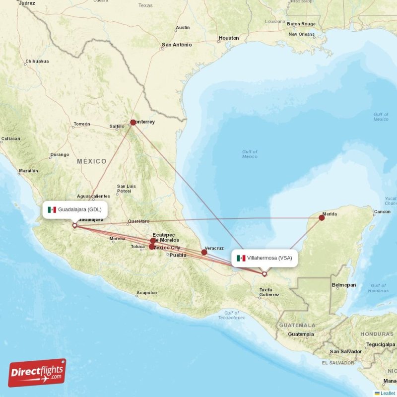 Direct flights from Guadalajara to Villahermosa, GDL to VSA non-stop ...