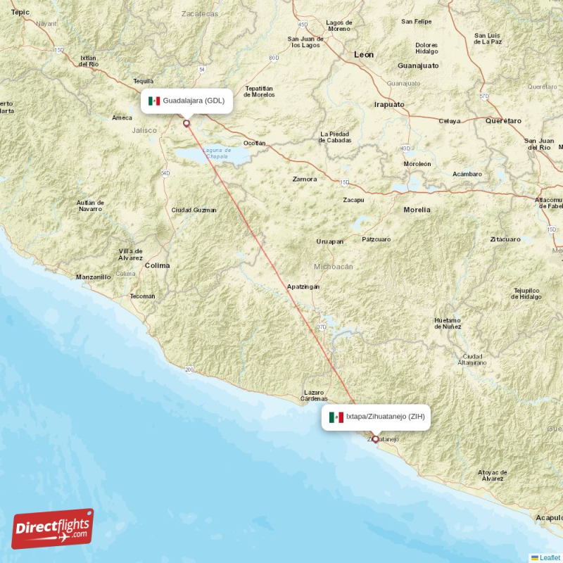 Direct flights from Guadalajara to Ixtapa/Zihuatanejo (GDL-ZIH ...