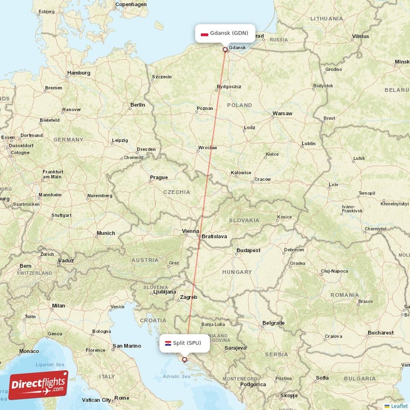 Direct flights from Gdansk to Split, GDN to SPU non-stop - Directflights.com