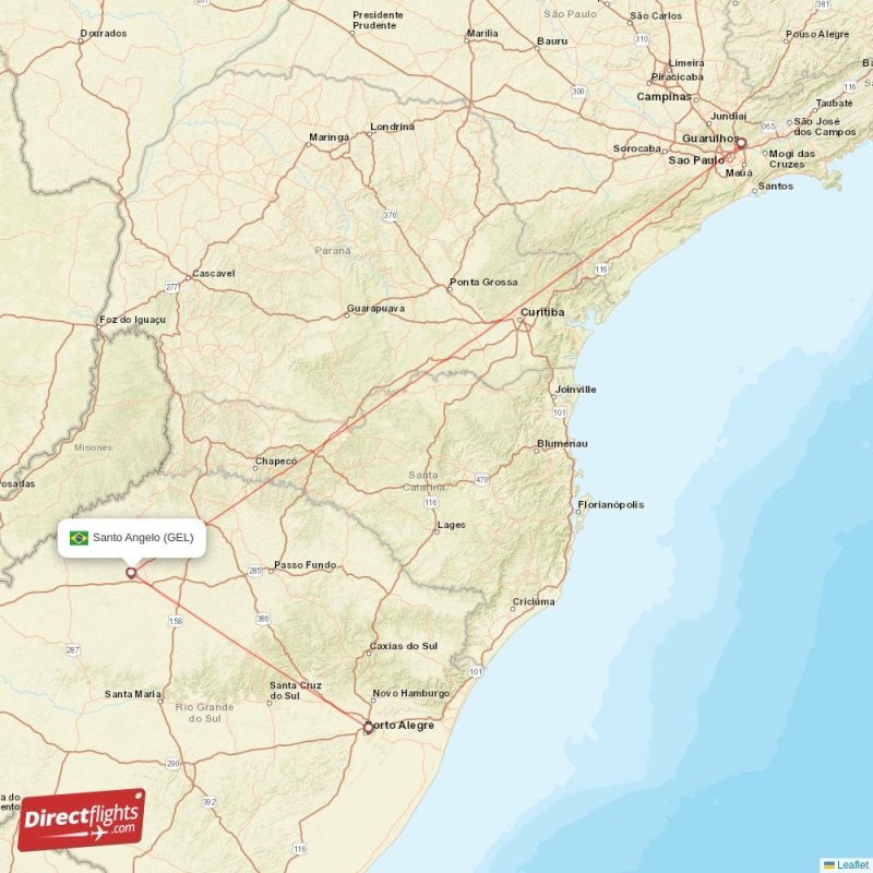 Direct flights to Santo Angelo - GEL, Brazil - Directflights.com