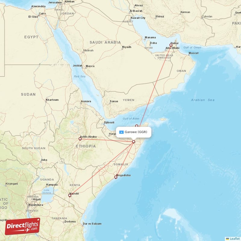 Direct flights from Garowe - 5 destinations - GGR, Somalia ...