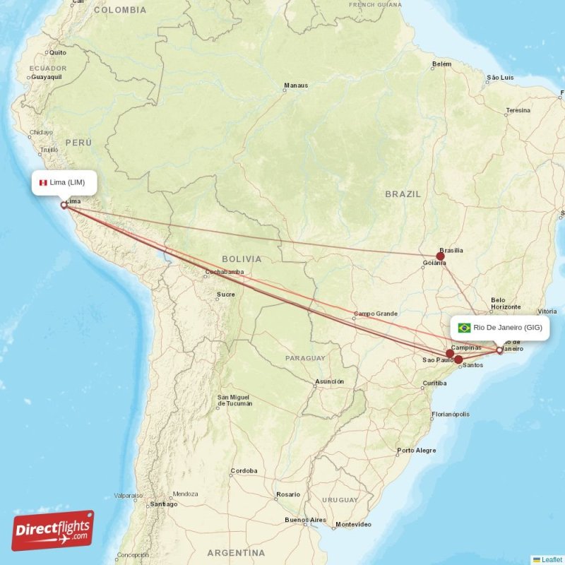 Direct flights from Rio De Janeiro to Lima (GIG-LIM) - Directflights.com