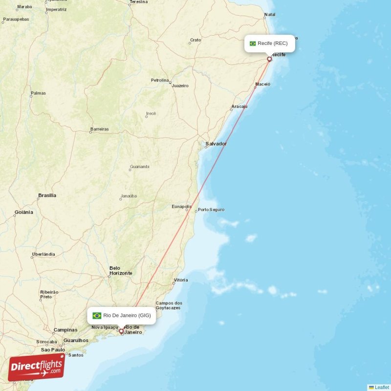 Direct flights from Rio De Janeiro to Recife, GIG to REC non-stop ...