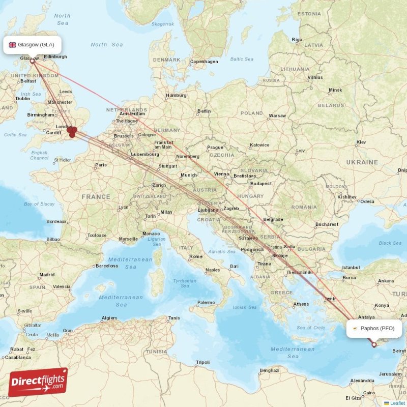 Direct flights from Glasgow to Paphos (GLA-PFO) - Directflights.com