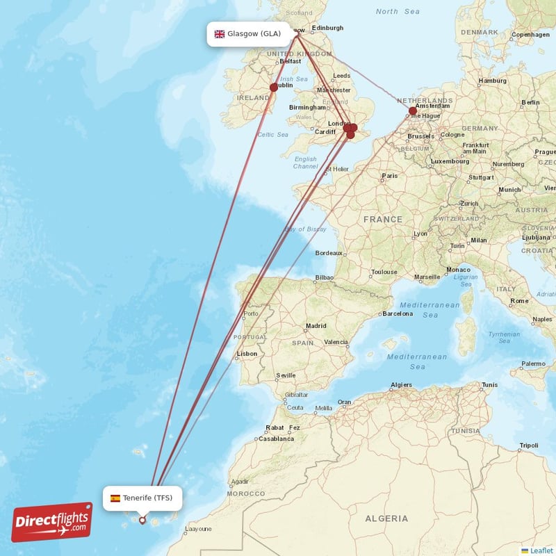 Direct flights from Glasgow to Tenerife, GLA to TFS non-stop - Directflights.com
