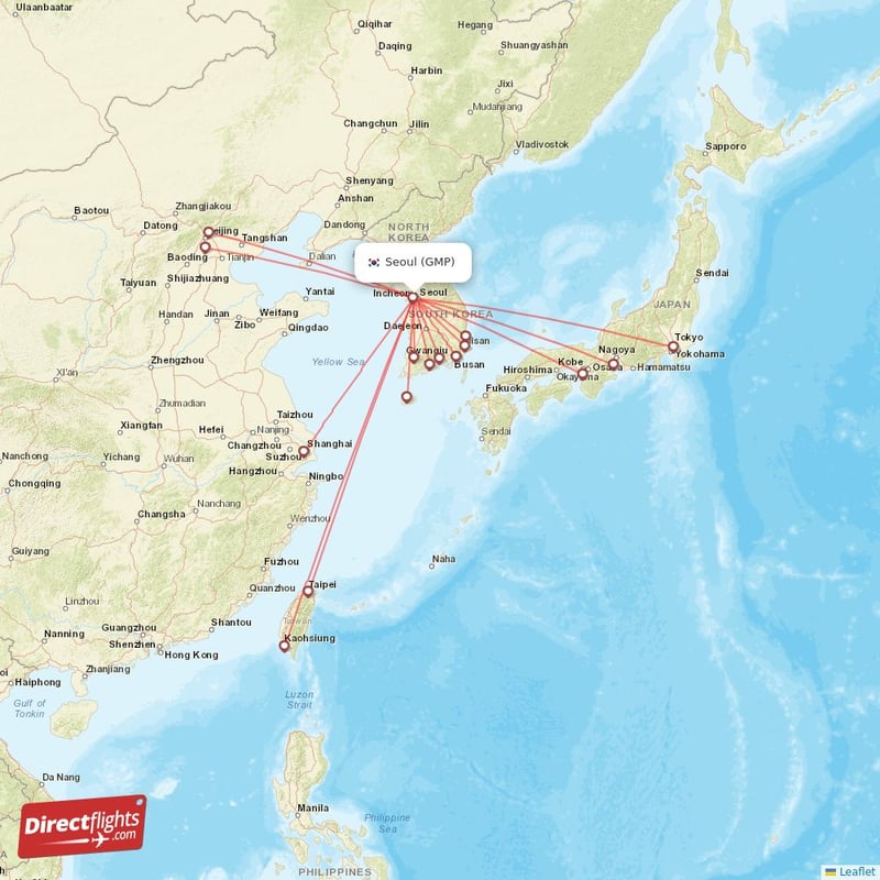 Direct flights to Seoul - GMP, Republic of Korea - Directflights.com