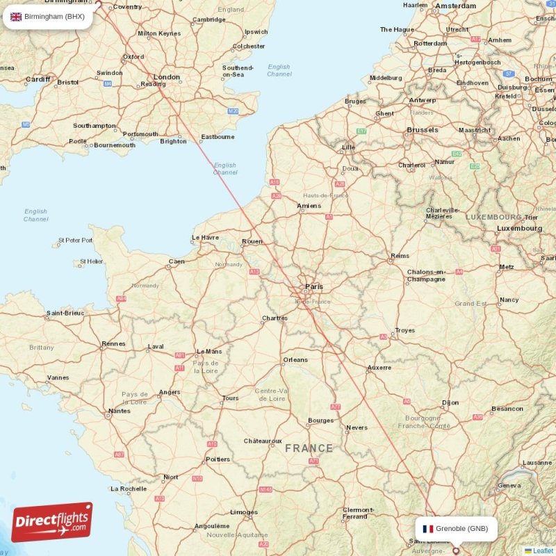 Direct flights from Grenoble to Birmingham (GNB-BHX) - Directflights.com