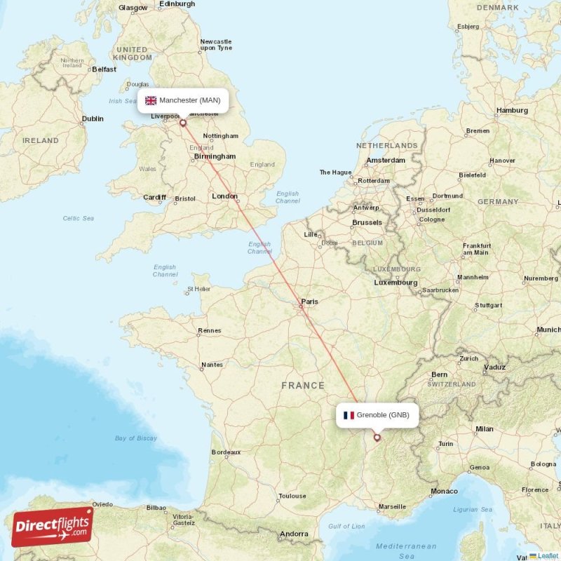 Direct flights from Grenoble to Manchester (GNB-MAN) - Directflights.com