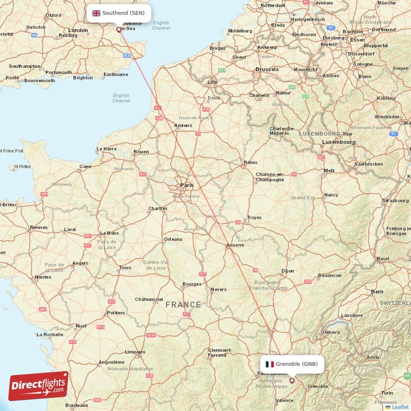 Direct flights from Grenoble to Southend (GNB-SEN) - Directflights.com