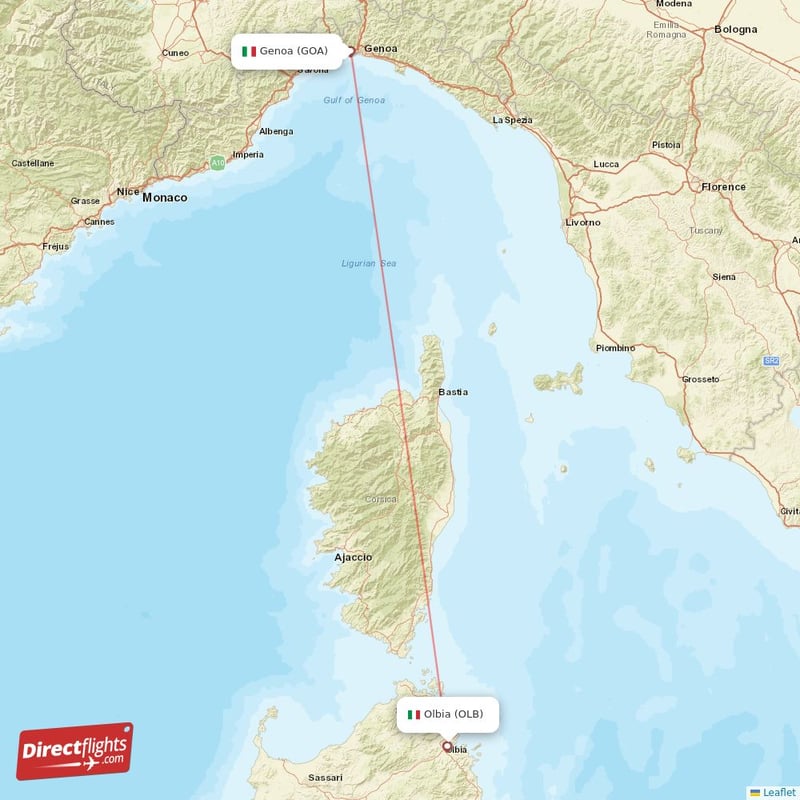 Direct flights from Genoa to Olbia, GOA to OLB non-stop - Directflights.com