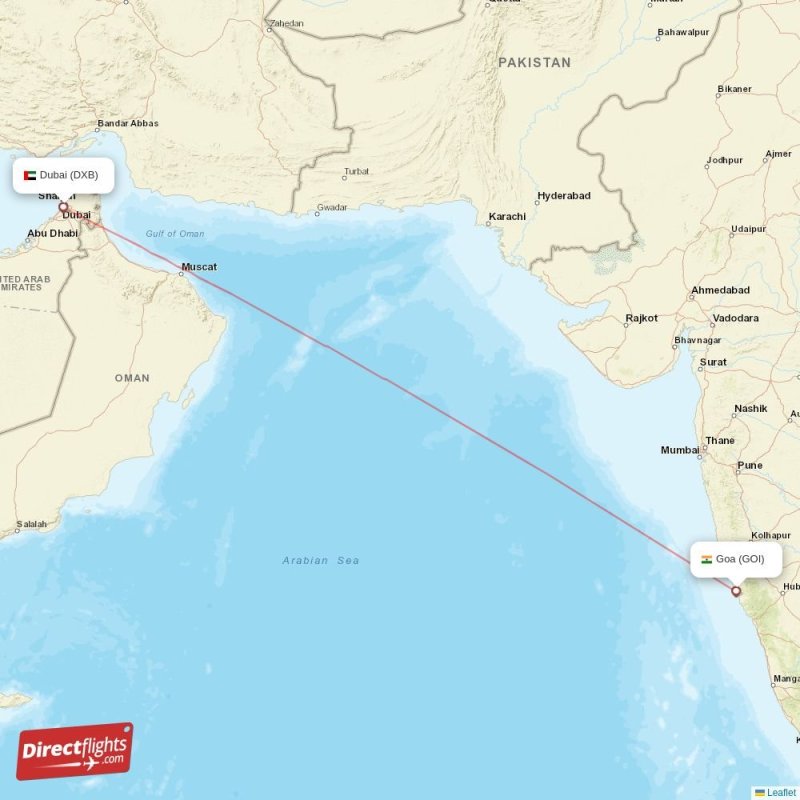 Direct flights from Goa to Dubai (GOI-DXB) - Directflights.com