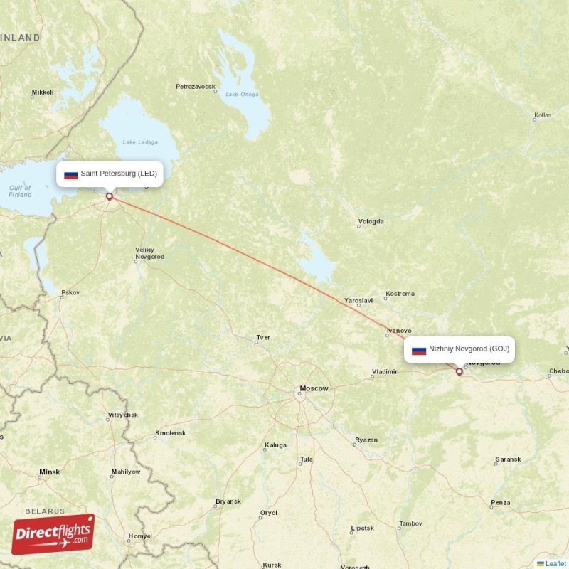 Direct flights from Nizhniy Novgorod to Saint Petersburg (GOJ-LED ...