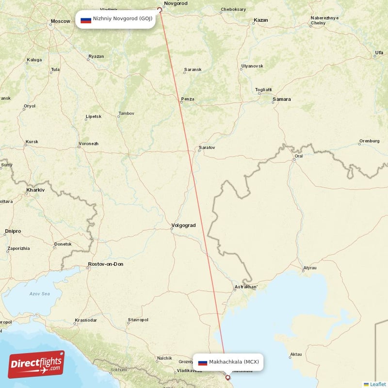 Direct flights from Nizhniy Novgorod to Makhachkala, GOJ to MCX non ...