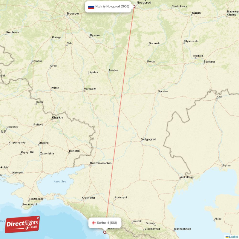 Direct flights from Nizhniy Novgorod to Sukhumi, GOJ to SUI non-stop ...