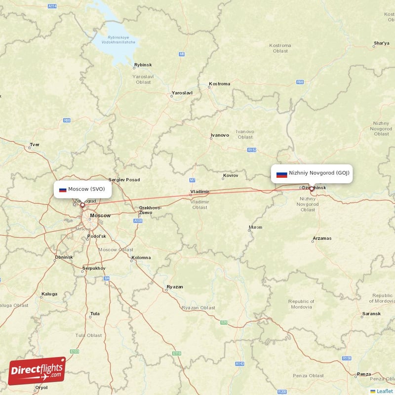 Direct flights from Nizhniy Novgorod to Moscow, GOJ to SVO non-stop ...