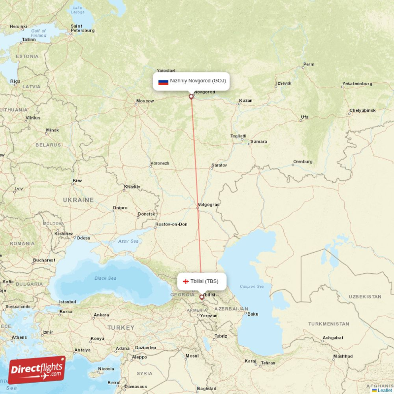 Direct flights from Nizhniy Novgorod to Tbilisi, GOJ to TBS non-stop ...