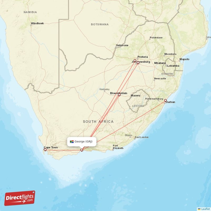 Direct flights from George - 6 destinations - GRJ, South Africa ...